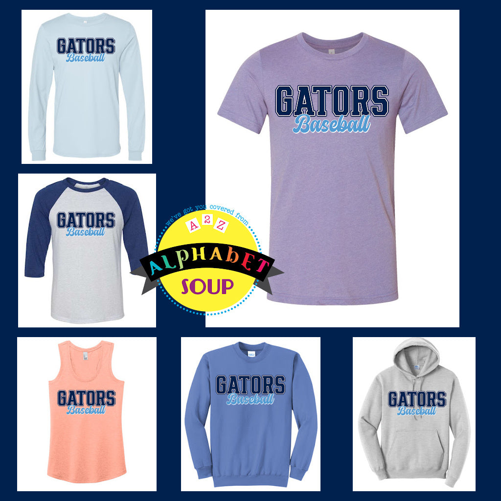 Custom Team Spirit Wear | Gators Baseball Tees & Sweatshirts – Alphabet ...