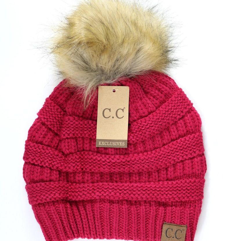 Ready To Ship-CC Beanie Fur Pom Beanie – Alphabet Soup Designs
