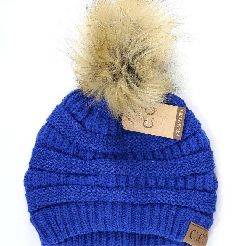 Ready To Ship-CC Beanie Fur Pom Beanie – Alphabet Soup Designs